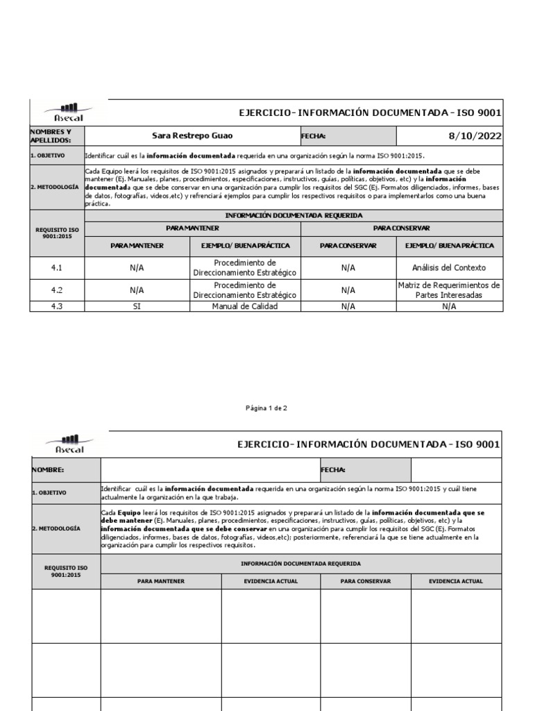 La información documentada requerida según ISO 9001:2015 | PDF ...