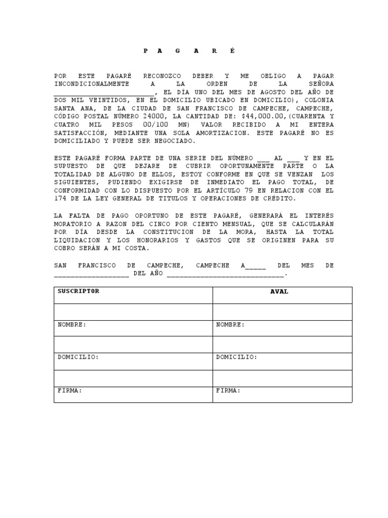 Pagare Formato 2 | PDF