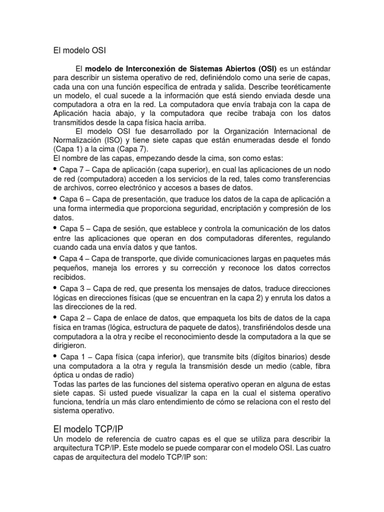 El Modelo OSI | PDF | Modelo osi | Protocolos de internet
