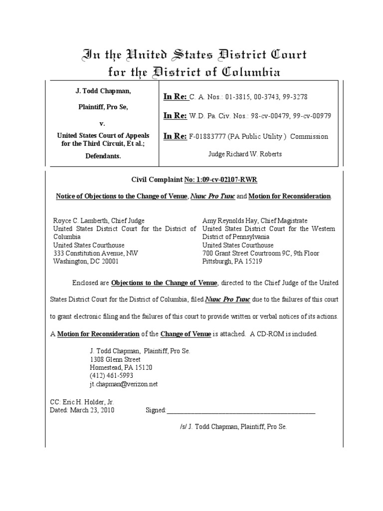 Objections To Change of Venue | PDF | Venue (Law) | Complaint