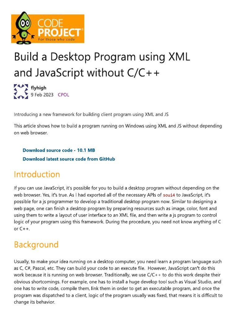 Build A Desktop Program Using Xml And Javascript Without C C Pdf 