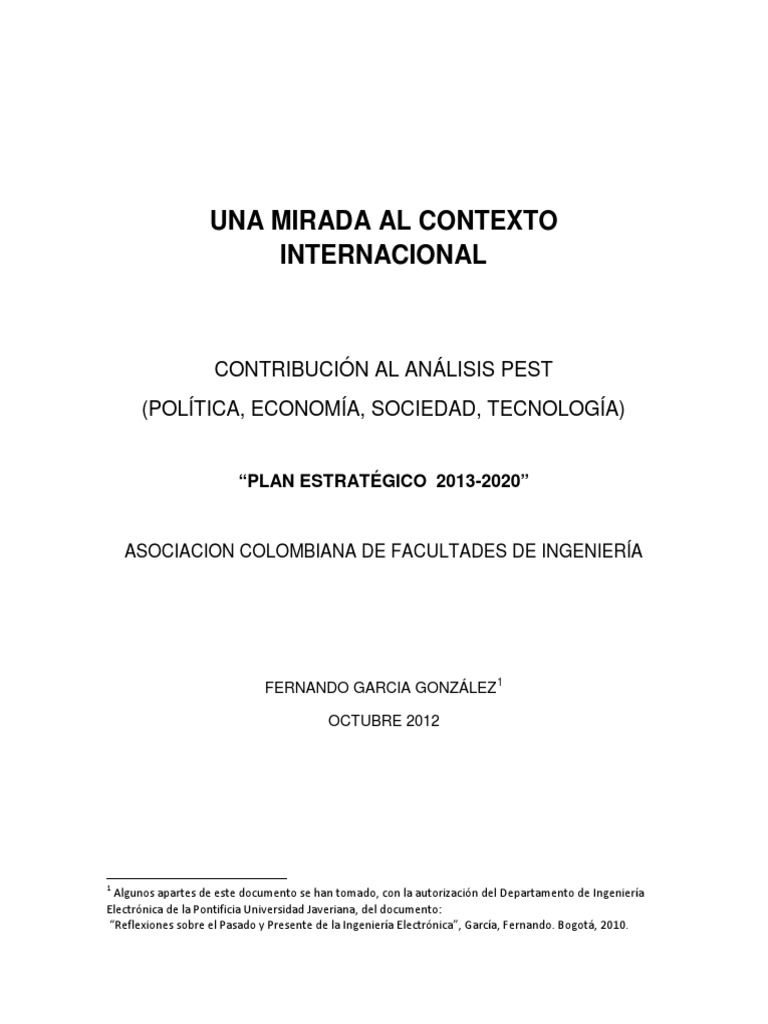 Una Mirada Al Contexto Internacional: Contribución Al Análisis Pest ...