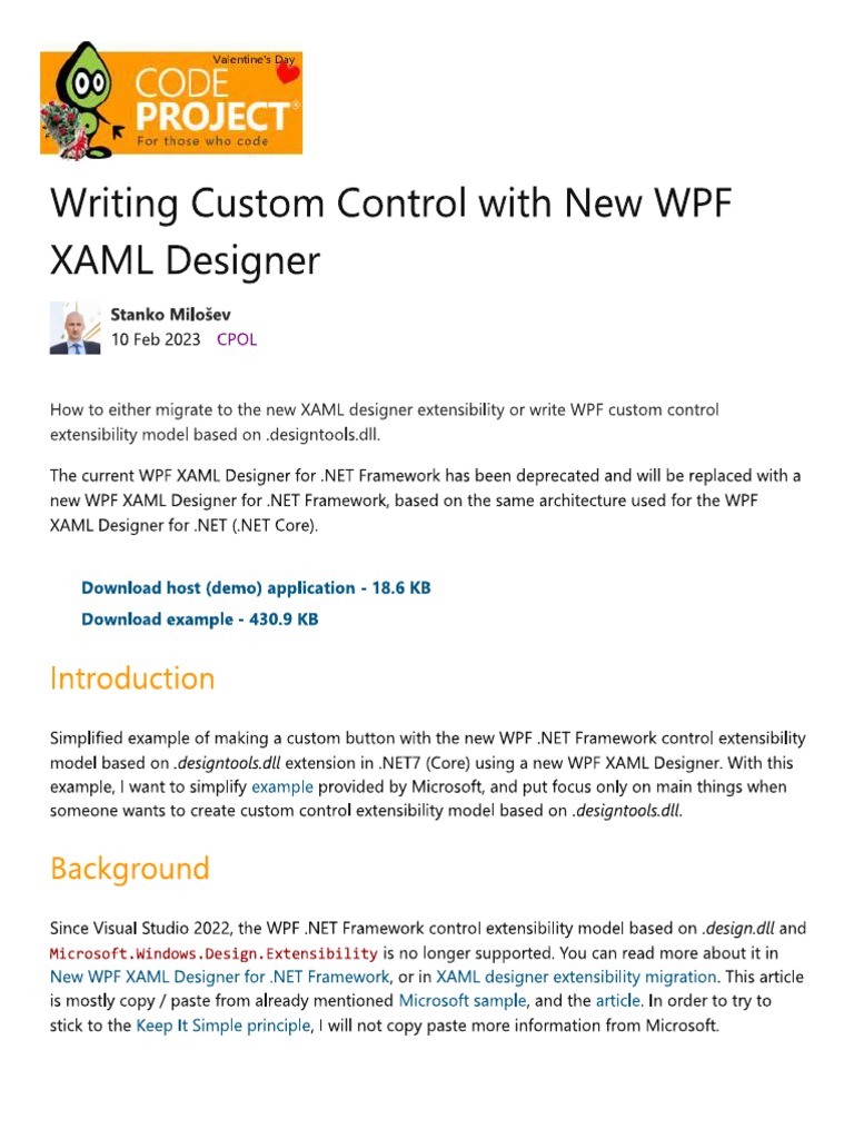 Writing Custom Control With New WPF XAML Designer | PDF