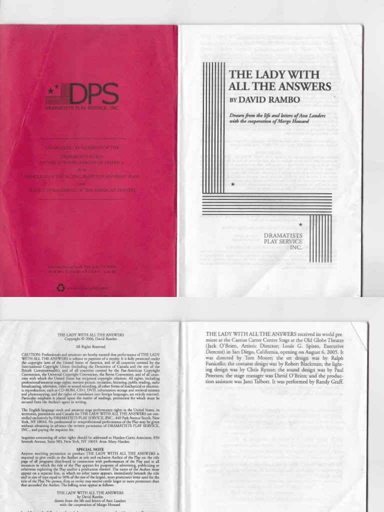 The Lady With All The Answers - Script | PDF