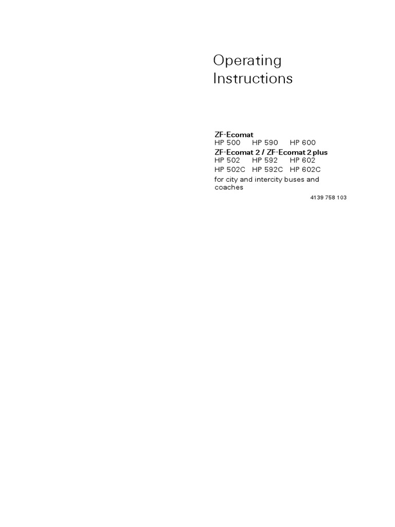 Ecomat 2 4139-758-103 Operating Instruction | PDF | Throttle | Automatic Transmission