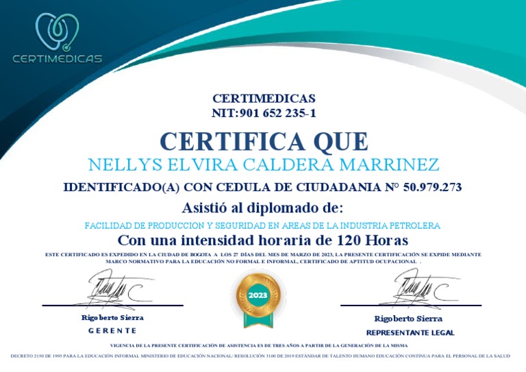 Certifica Que: Nellys Elvira Caldera Marrinez | PDF