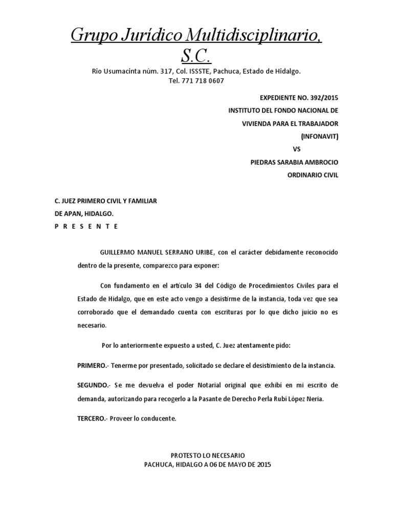 Desistimiento Escrito | PDF | Justicia | Crimen y violencia