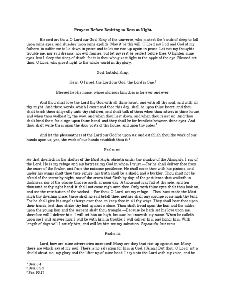 Bedtime Shema Prayer 1890 Singer Translation | PDF | Shema Yisrael ...