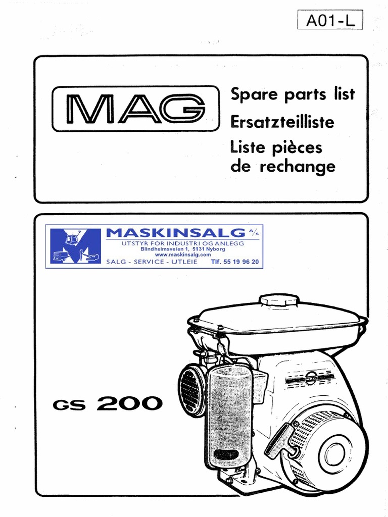 Deleliste MAG KUBOTA GS200 Til AM1 | PDF
