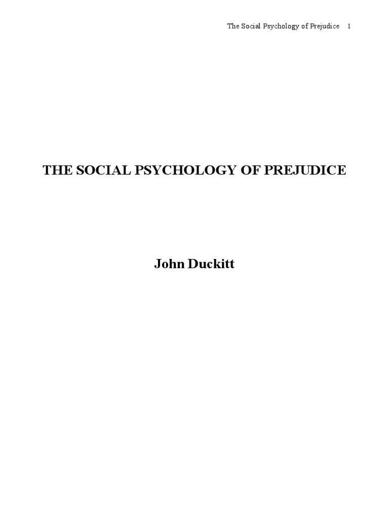 The Social Psychology of Prejudice 1 | Download Free PDF | Attitude ...