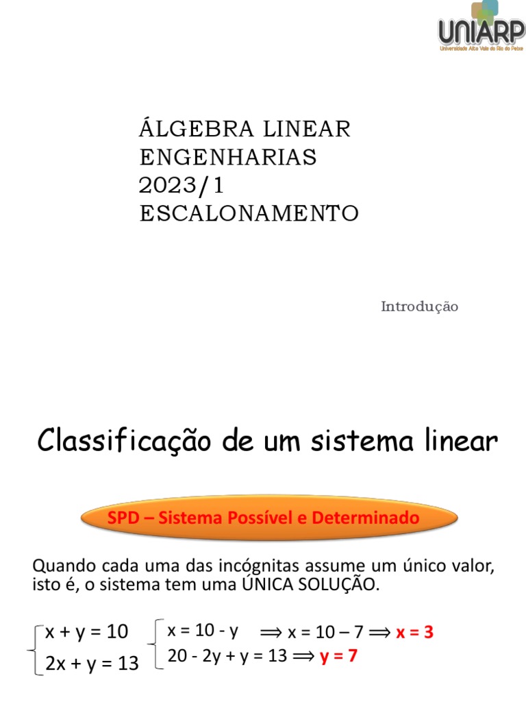 ESCALONAMENTO | PDF | Sistema de equações lineares | Análise numérica