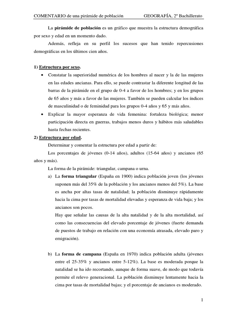 Comentario Pirámide de Población. | PDF | Vejez | Tasa de mortalidad