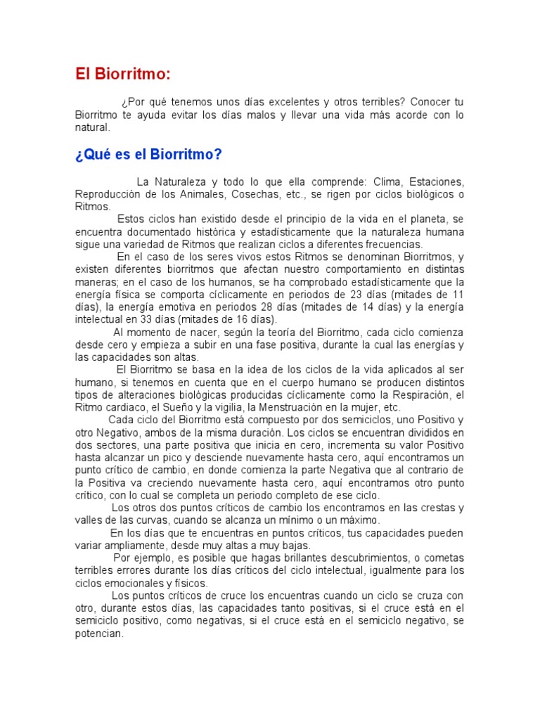 El Biorrítmo | PDF