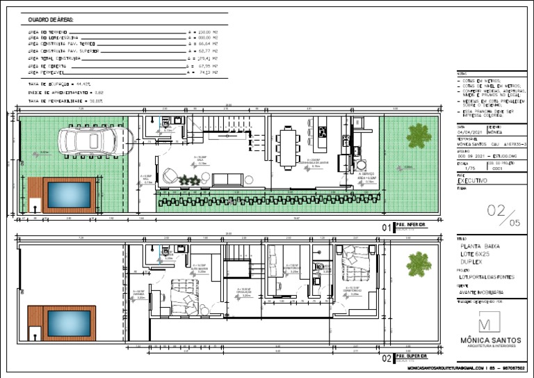 Planta Completa e Detalhada Terreno 150m2 - Com Dois Andares | PDF