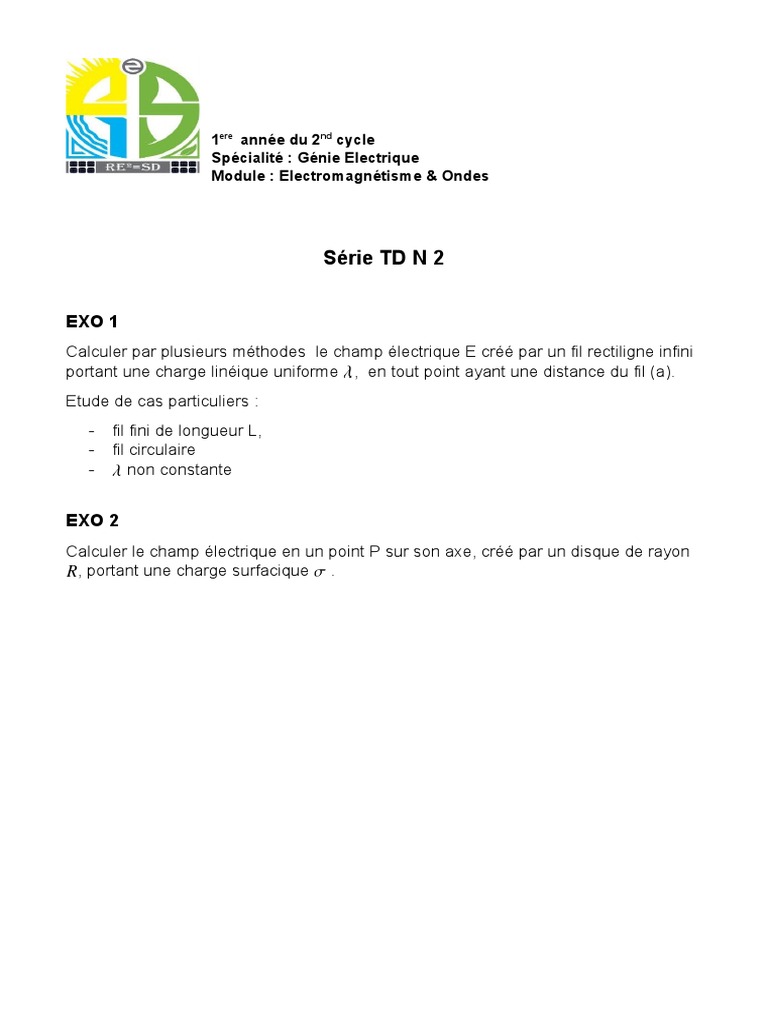TD N 2 Electrostatique | PDF | Méthodes et références pédagogiques | Sciences et mathématiques