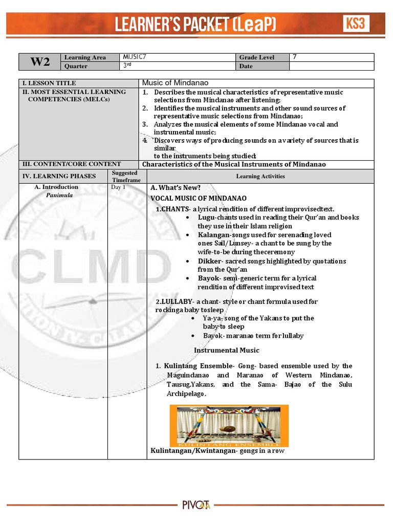 LeaP-Music 7-Q3-Week 2 | PDF | Musical Instruments | Music Technology