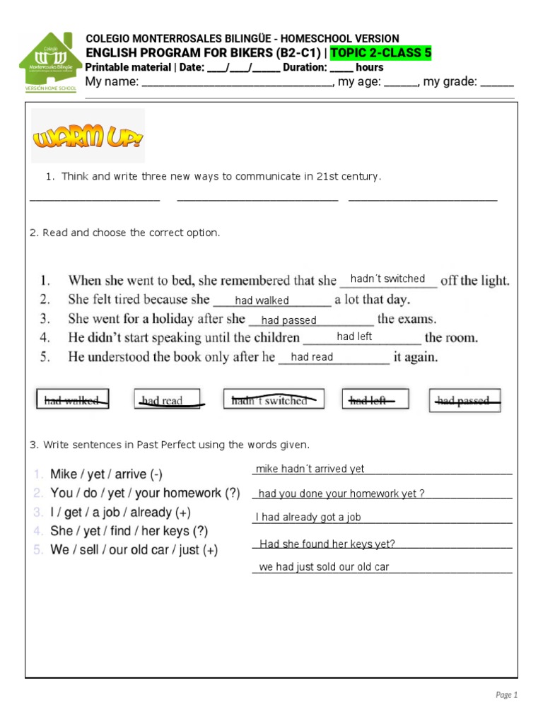 Evidencias Topic 2 L Class 5 - Y6 | PDF | Perfect (Grammar) | Linguistic Typology