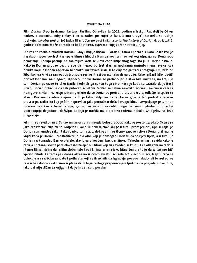 Osvrt Na Film | PDF