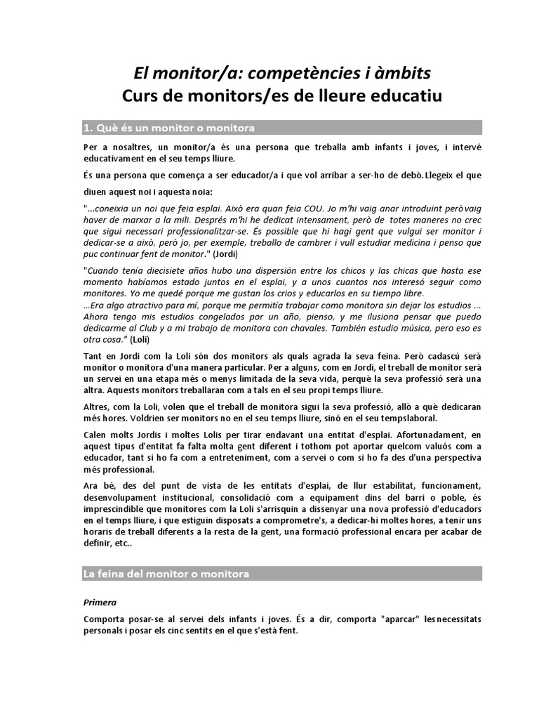 Monitor Competencies I Ambits Temari | PDF