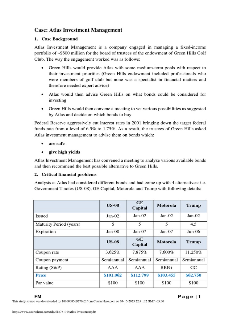 Atlas Investment PDF | Download Free PDF | Bond Duration | Bonds (Finance)