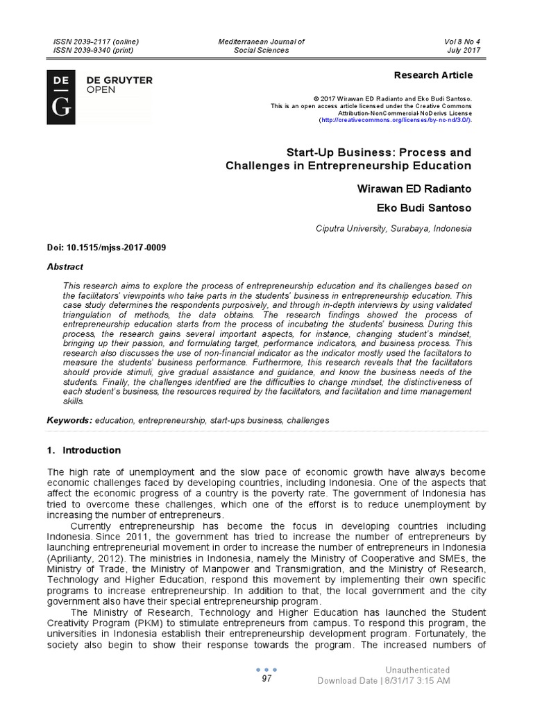 Start-Up Business Process and Challenges in Entrep | PDF ...