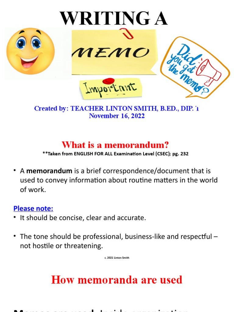 Writing A Memo | Download Free PDF | Memorandum | Communication