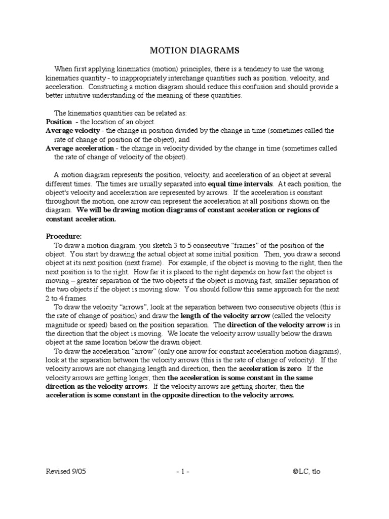 Motion Diagram1 | PDF | Acceleration | Velocity
