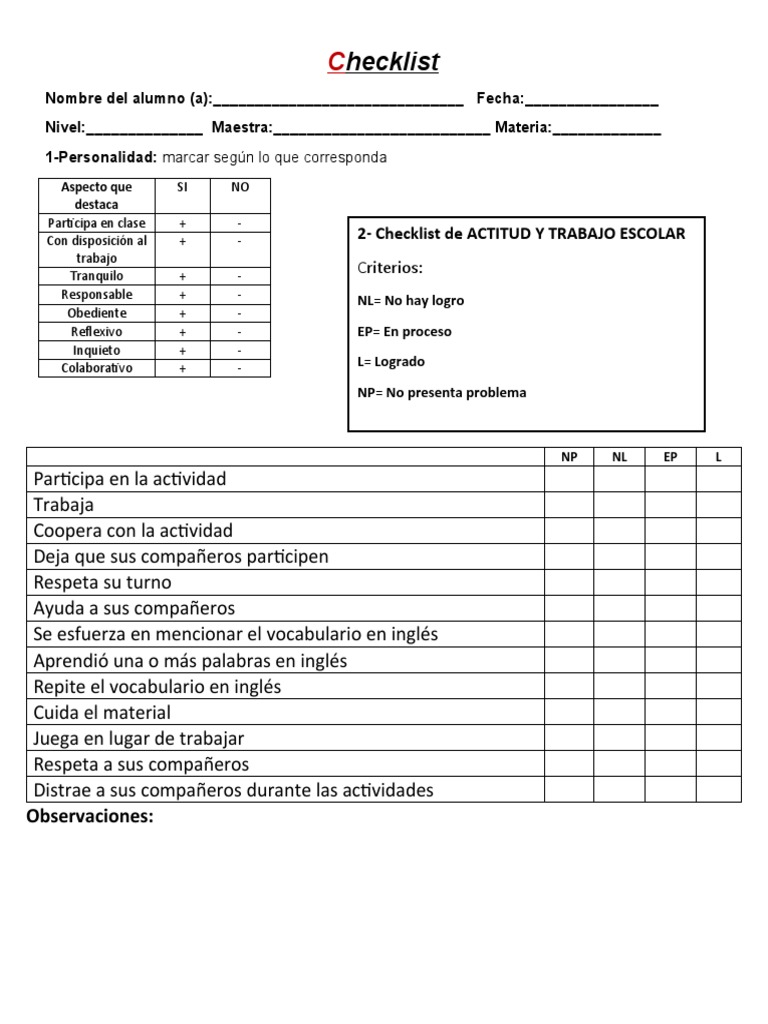Checklist | PDF