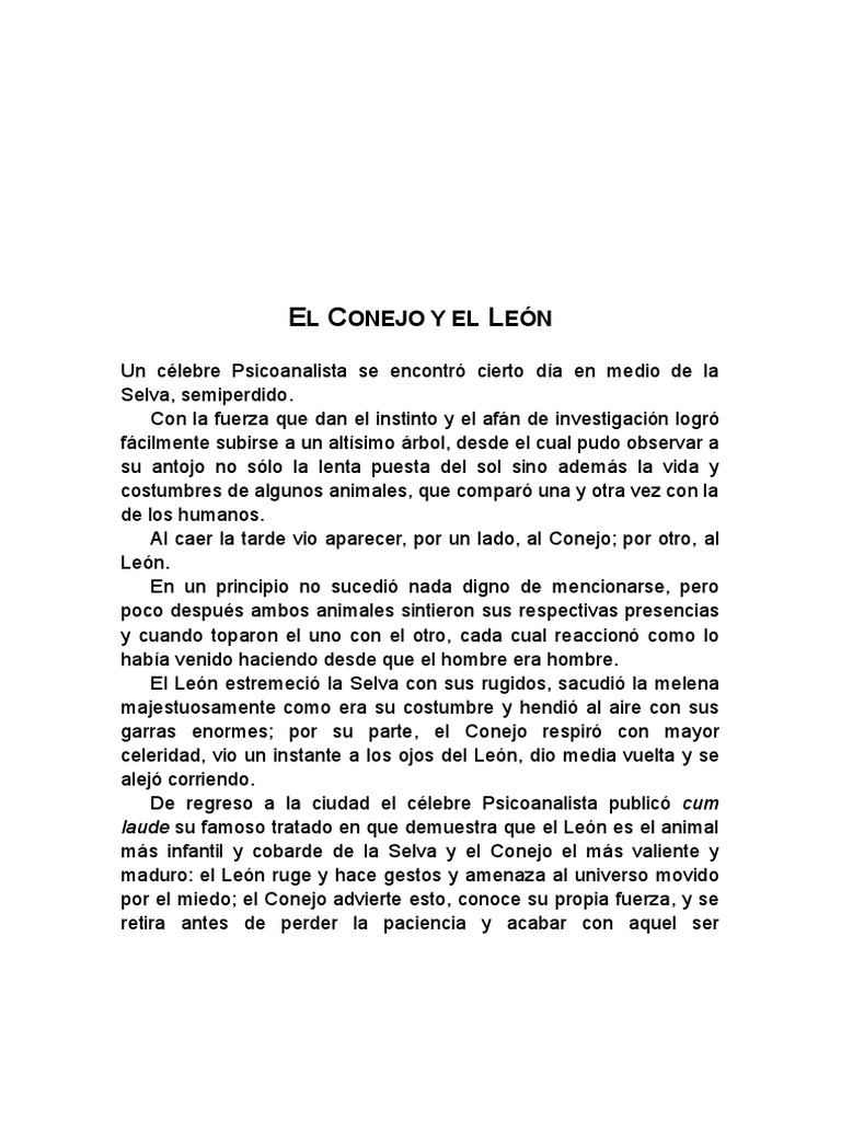 El Conejo y El León | PDF