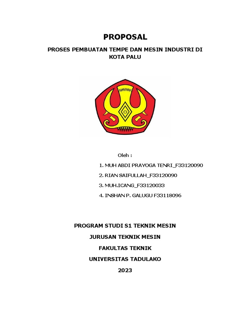 Proposal: Proses Pembuatan Tempe Dan Mesin Industri Di Kota Palu | PDF | Teknologi & Rekayasa