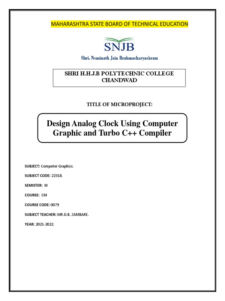Design Analog Clock Using Computer Graphic and Turbo C++ Compiler | PDF | Graphics | Computer ...