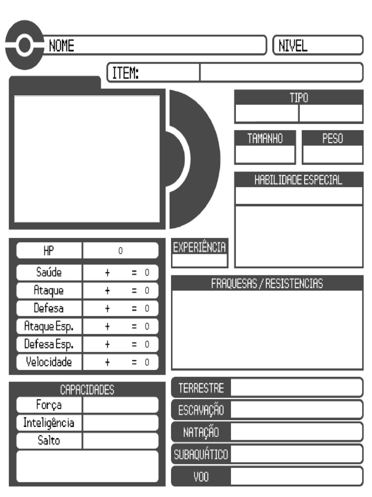 Ficha Pokémon Edetável | PDF