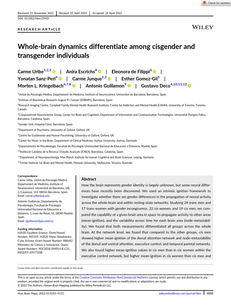 Human Brain Mapping - 2022 - Uribe - Whole Brain Dynamics Differentiate ...