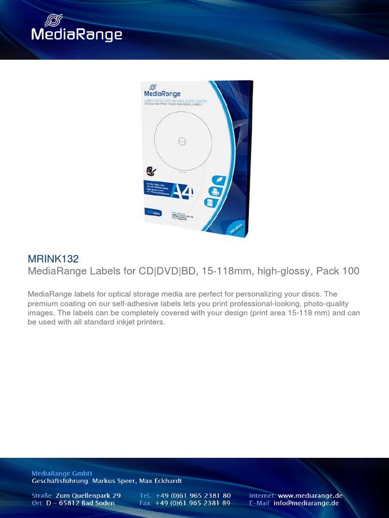 High-Glossy CD/DVD Labels Pack of 100 | PDF