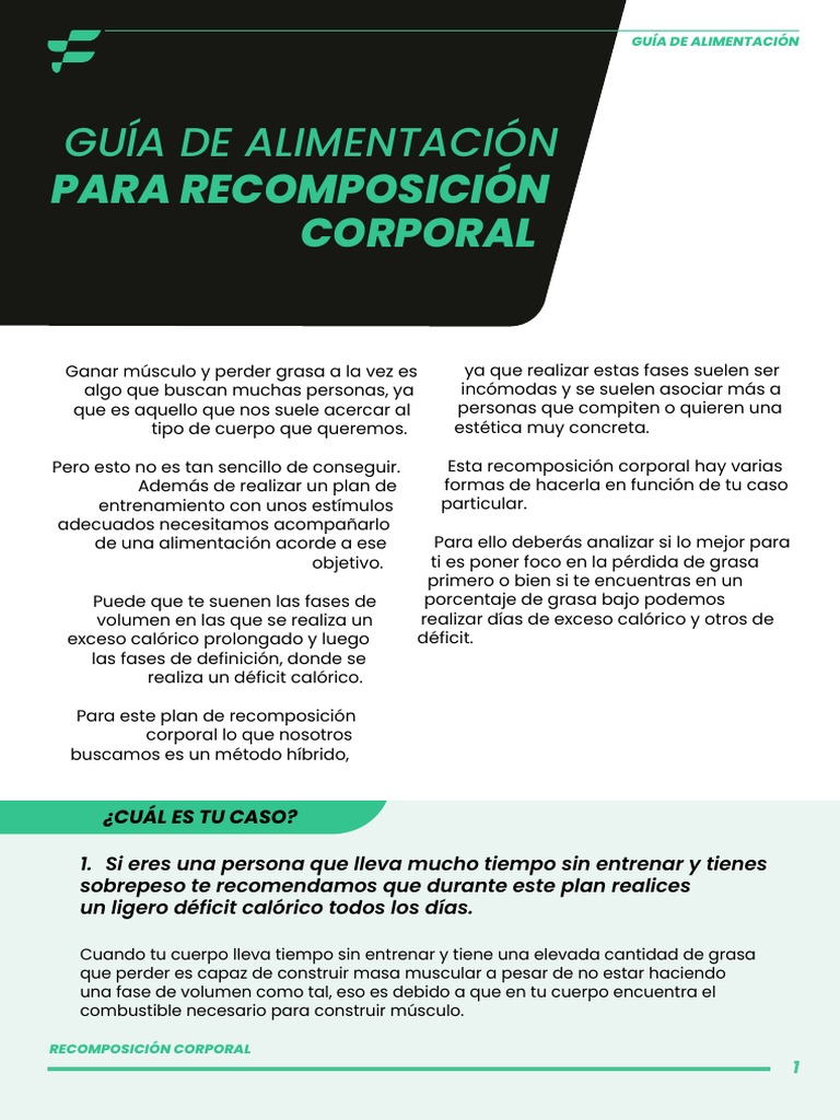 Guía de Alimentación: para Recomposición Corporal | PDF | ensalada | Alimentos