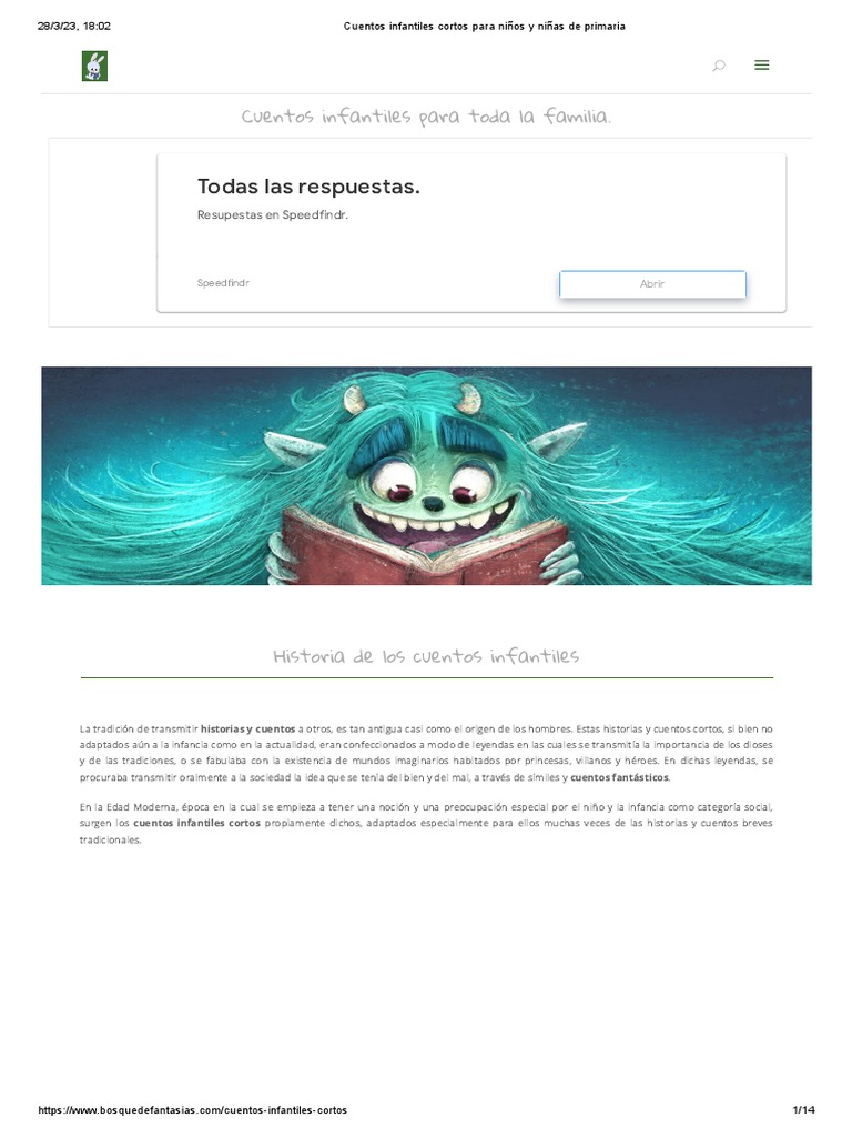 Cuentos Infantiles Cortos Para Niños Pdf