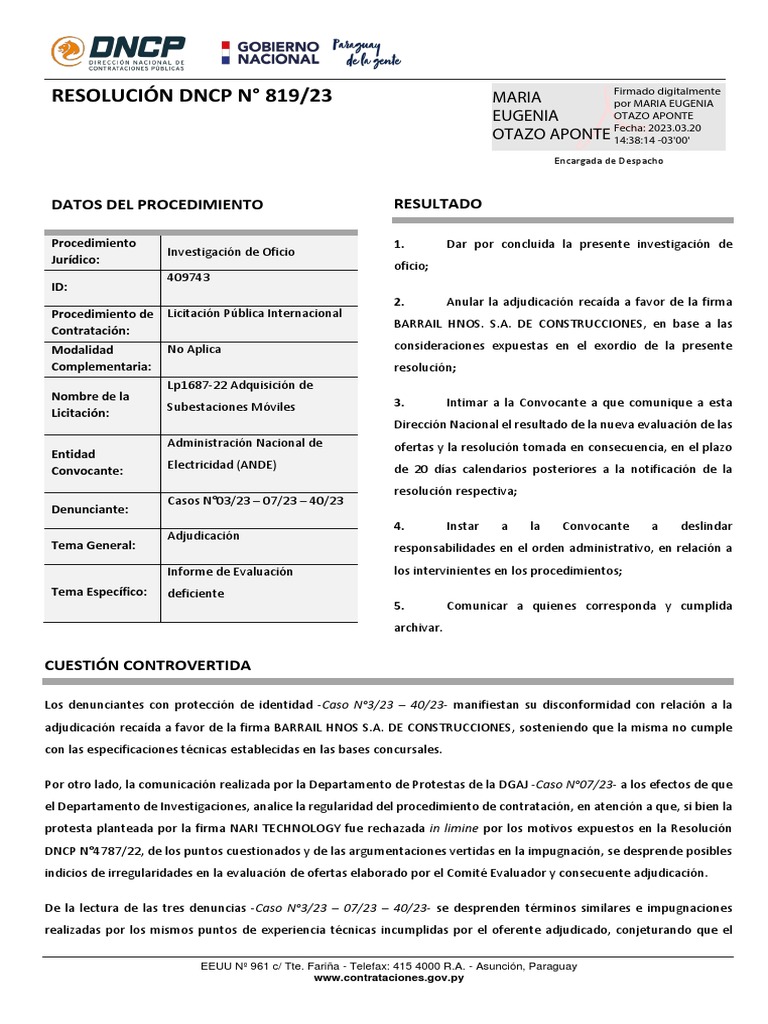 Res DNCP 819 23 | Descargar gratis PDF | Corriente continua | Transformador