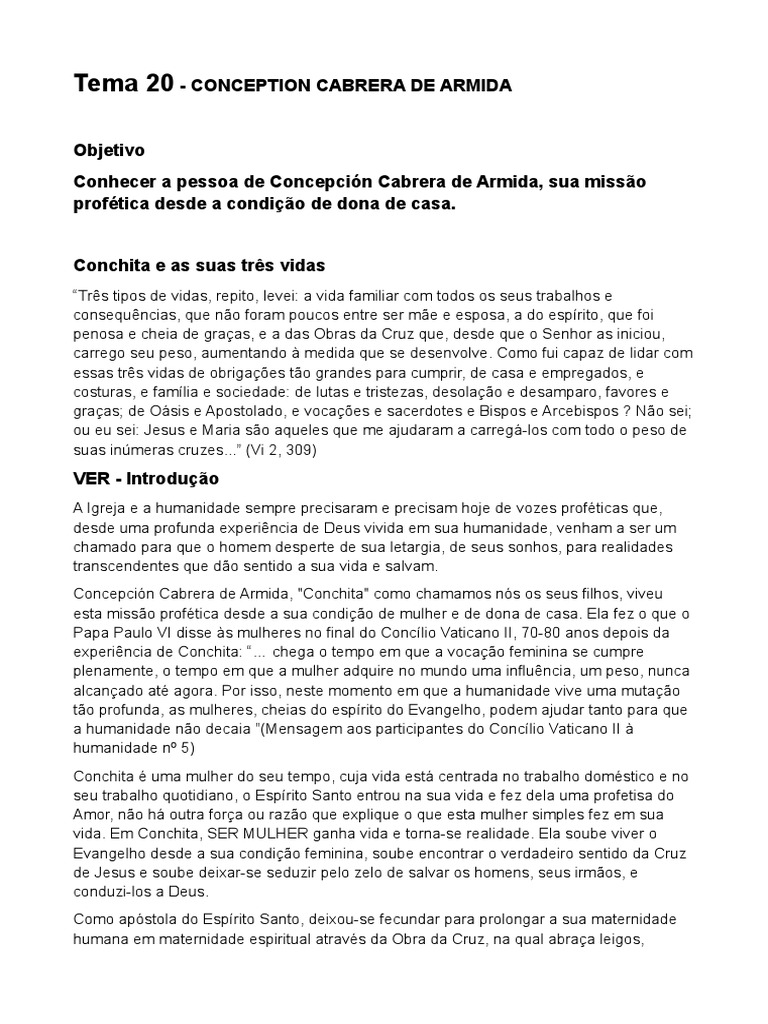 Tema 20 Concepcion Cabrera de Armida | PDF | Amor | Jesus
