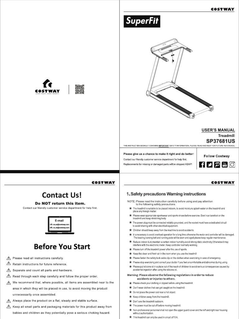 Superfit SP37681US Treadmill Manual | PDF
