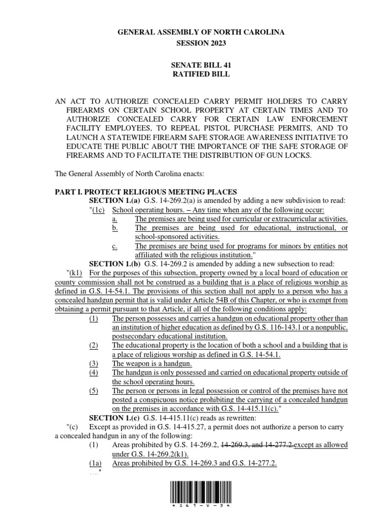 Final Version of SB 41 | PDF | Concealed Carry In The United States ...