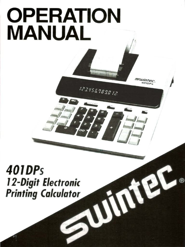 Swintec 401DPs Adding Machine Operations Manual | PDF | Calculator | Electricity