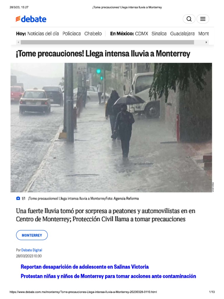Intensa Lluvia Monterrey | PDF