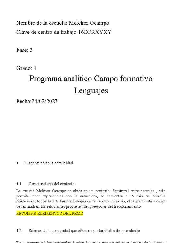 Ejemplo de Programa Analitico | PDF | Narración | Pensamiento