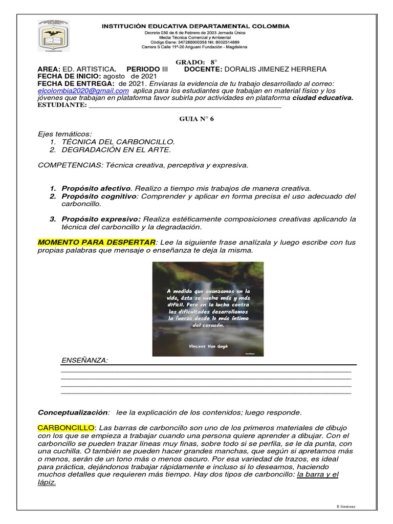 Guia 6 Arte Octavo | PDF | Dibujo