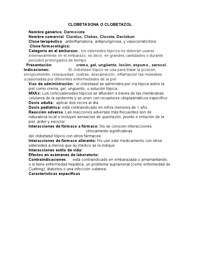 Clobetasona o Clobetazol | PDF | Corticosteroides | Asma