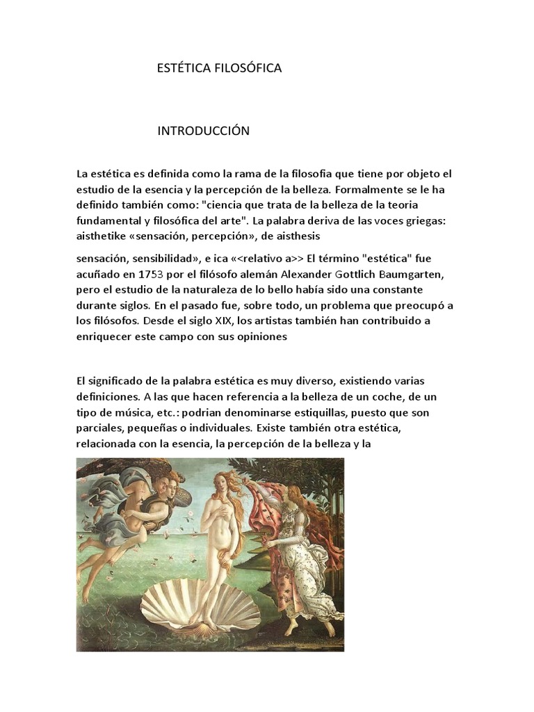 Estética Filosófica | PDF | Estética | Belleza