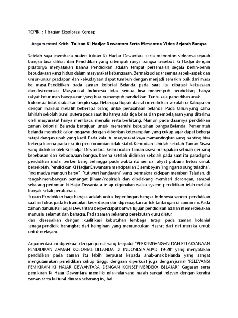 TOPIK 1 Bagian Eksplorasi Konsep - Argumrntasi Kritis | PDF