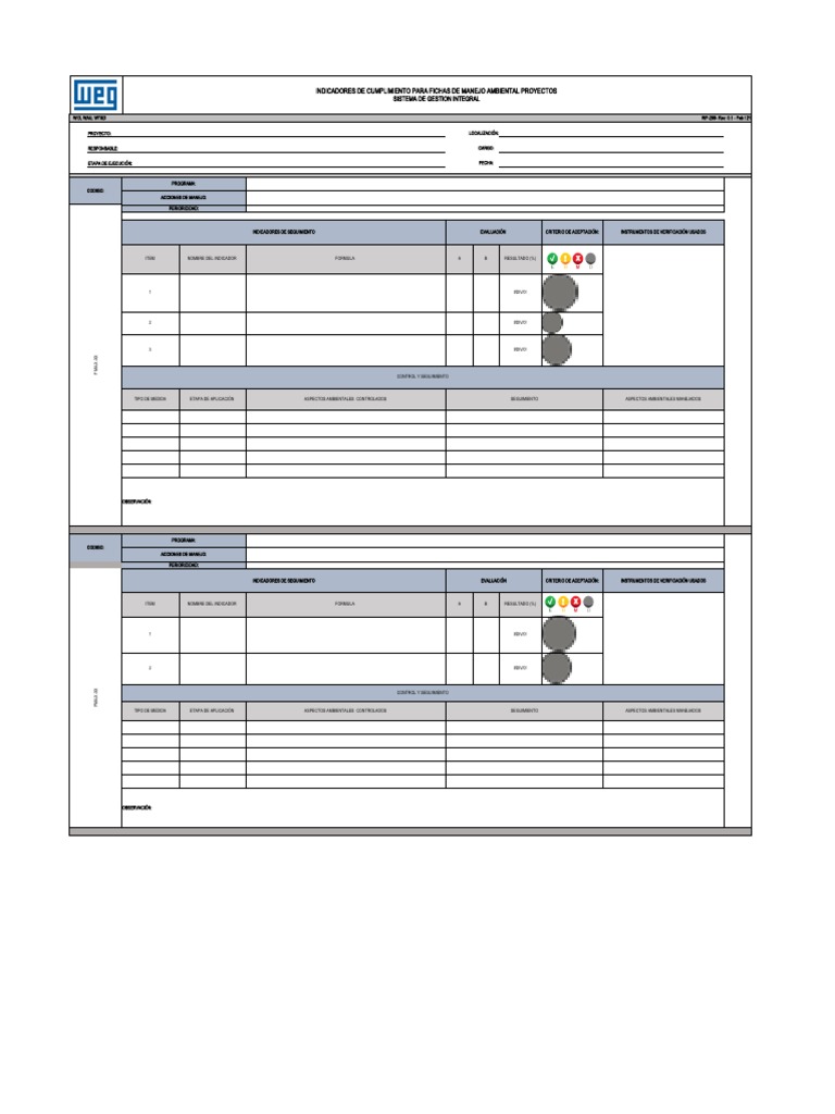 WF-299. Indi. Cumplimiento Fichas PMA Proyec v.01 | PDF | Residuos