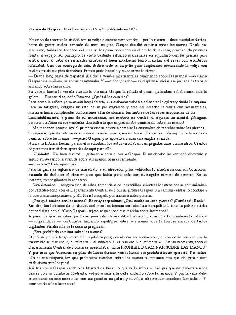El caso Gaspar: Cuento de Elsa Bornemann | PDF | Clásicos