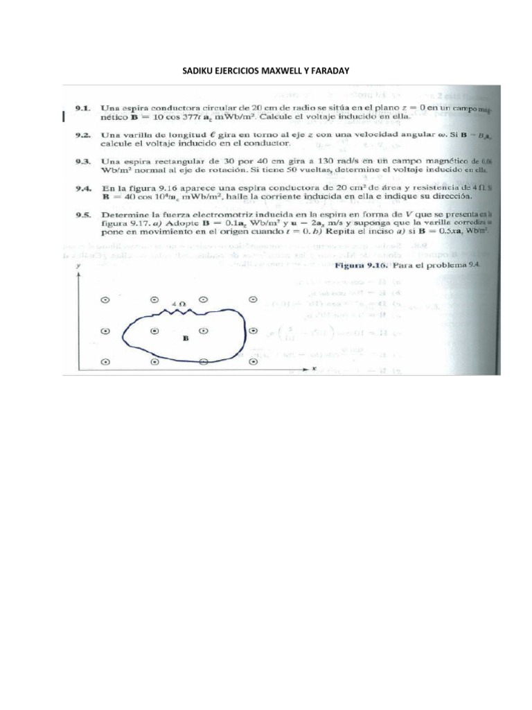 Sadiku Ejercicios Maxwell Y Faraday | PDF